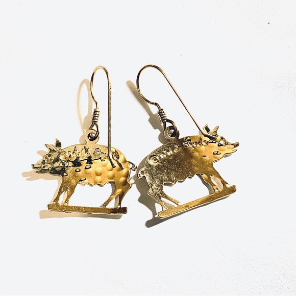 Wild Bryde | Jewelry | Vintage Wild Bryde Gold Pig Dangle Earrings ...